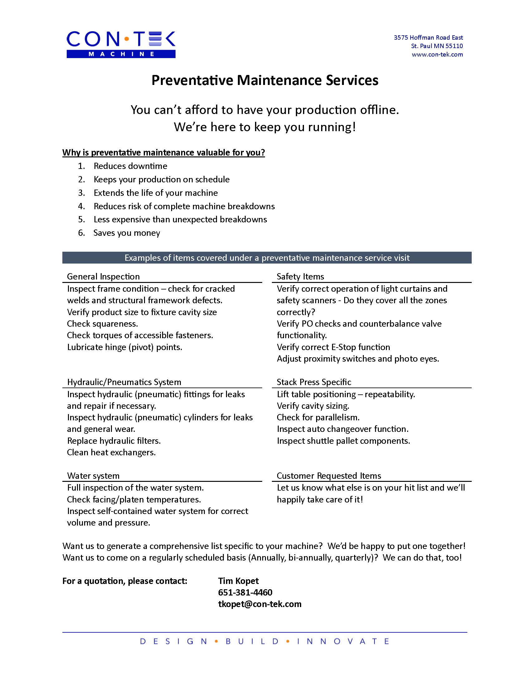 Preventative Maintenance Services – Con-Tek